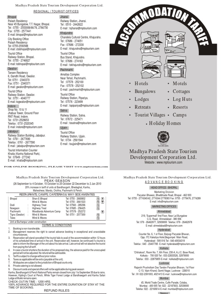 Contact Information and Booking Policies for Tourism Services Provided ...