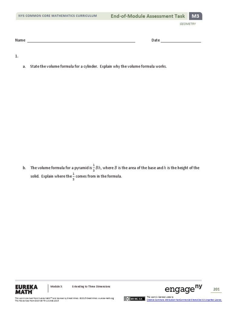 Geometry m3 End of Module Assessment | PDF | Volume | Sphere
