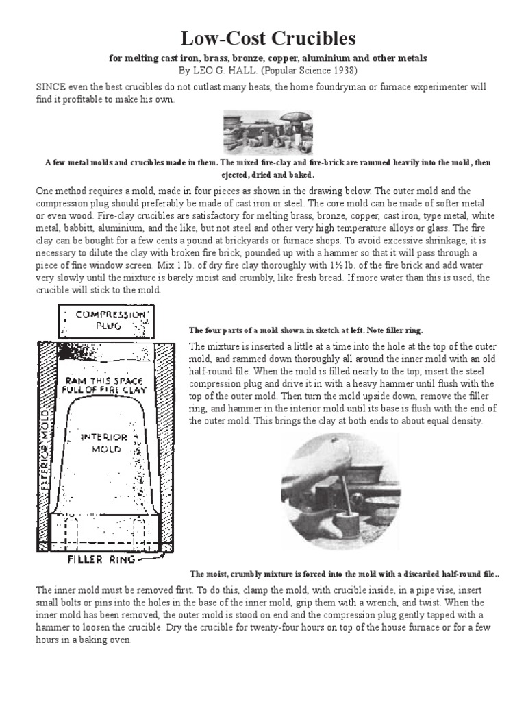 Homemade Crucibles for Metal Melting | PDF