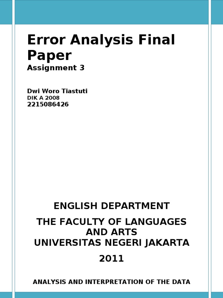 Error Analysis Final Paper | English Language | Morphology (Linguistics)