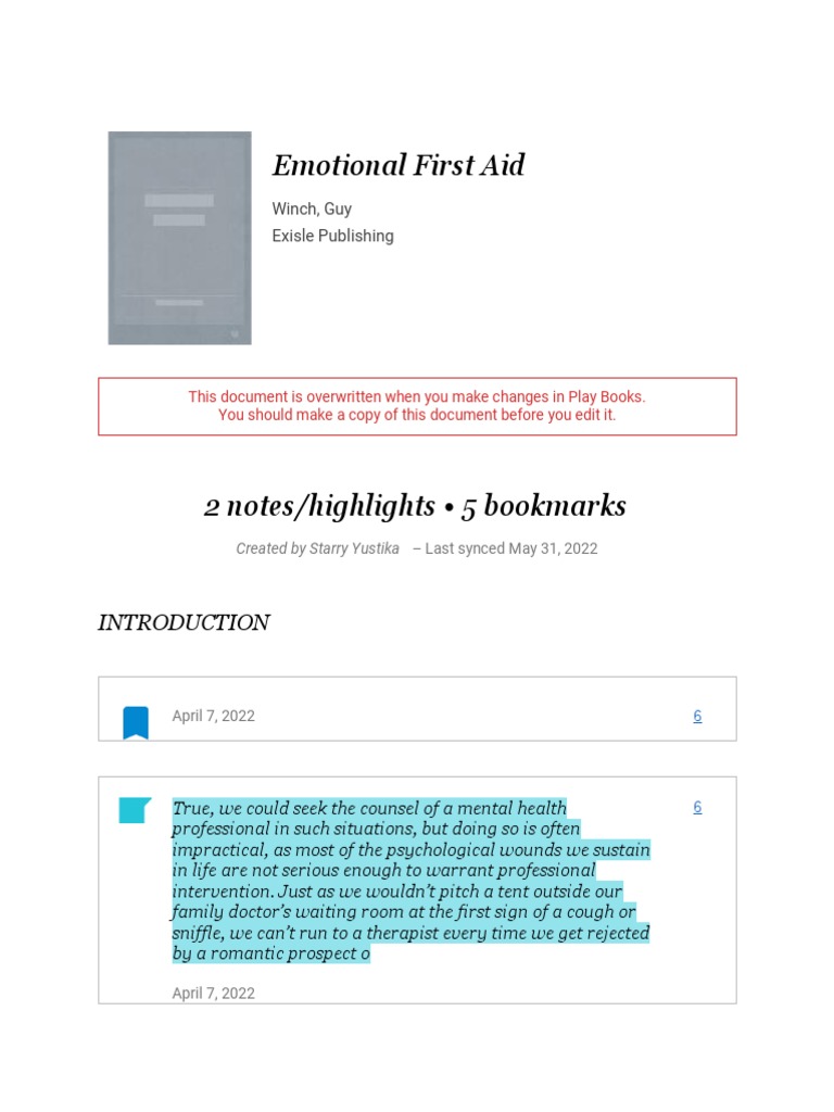 Notes From Emotional First Aid Pdf