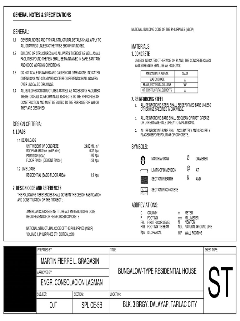 Bungalow House Construction Specs | PDF | Concrete | Pascal (Unit)