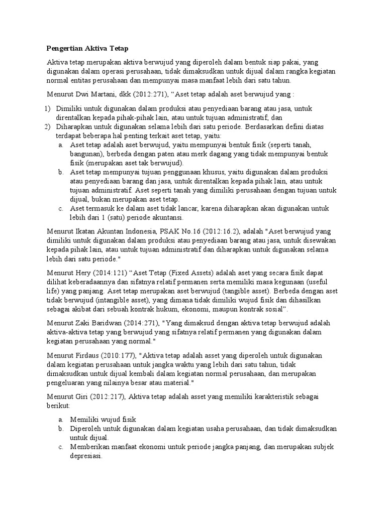 Pengertian Aktiva Tetap | PDF