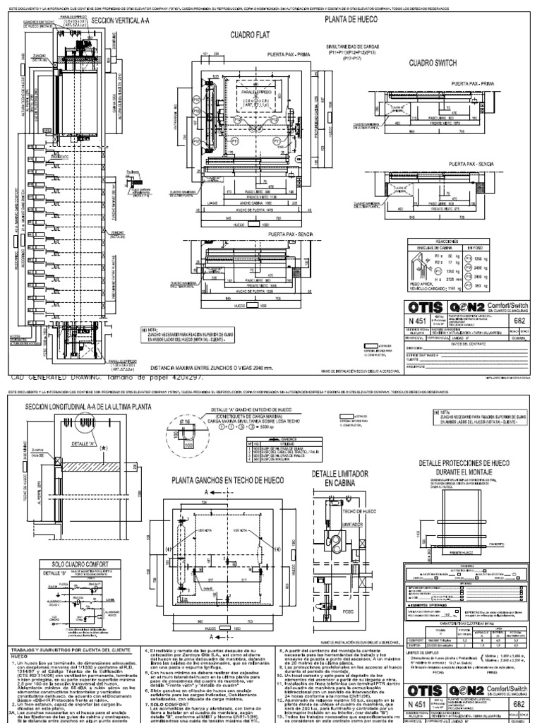 Plano Mecánico Ascensor Otis GN2 | PDF