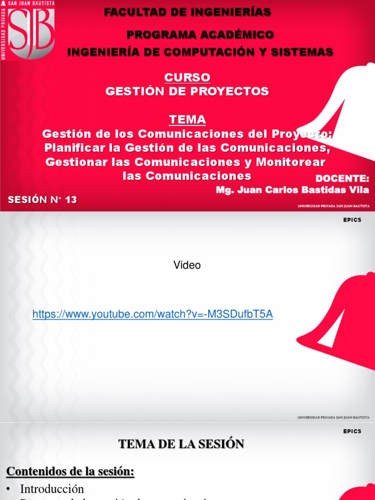 Semana 13 - Gestión de Las Comunicaciones Del Proyecto, Planificar La Gestión, Gestionar Las ...