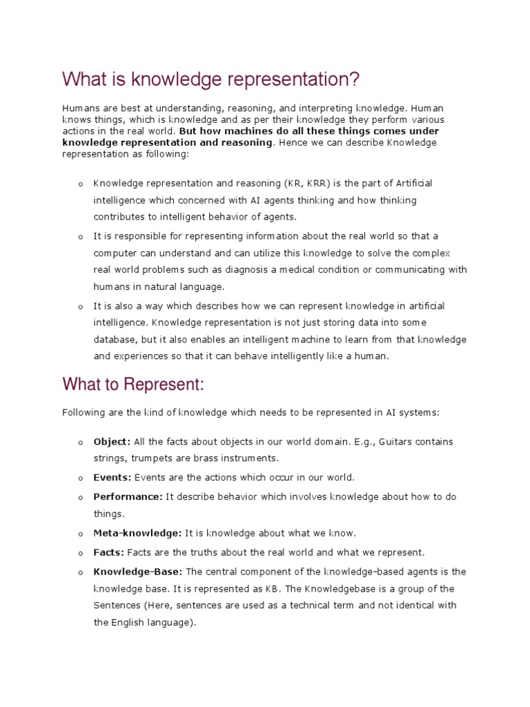 UNIT III - KR, Approaches | PDF | Knowledge Representation And ...
