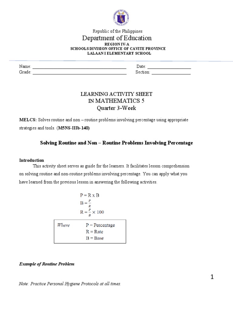 Department of Education: Mathematics 5 Quarter 3-Week | PDF | Test ...