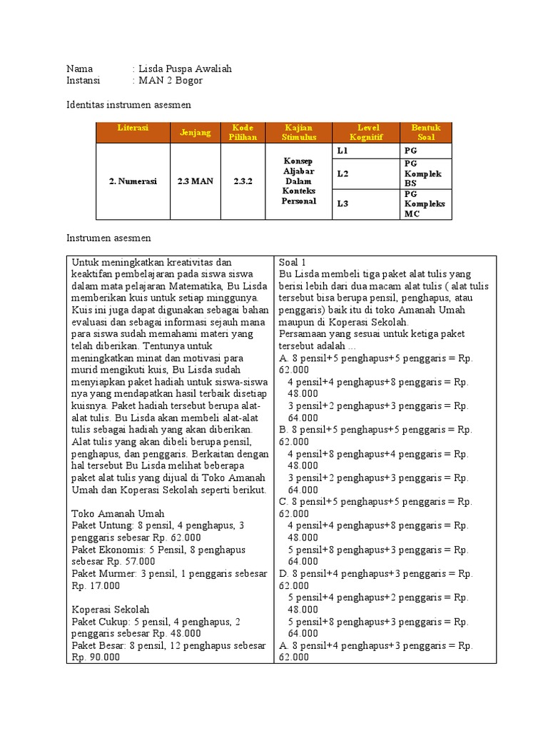 1446 - Literasi Numerasi - Lisda Puspa Awaliah | PDF | Griya & Taman
