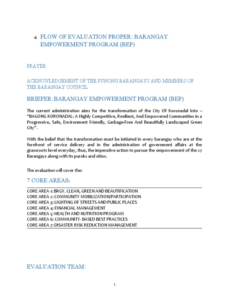 Barangay Empowerment Program Evaluation | PDF