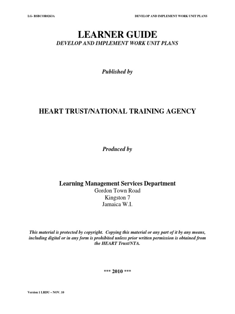 Learner Guide: Heart Trust/National Training Agency | PDF | Goal ...
