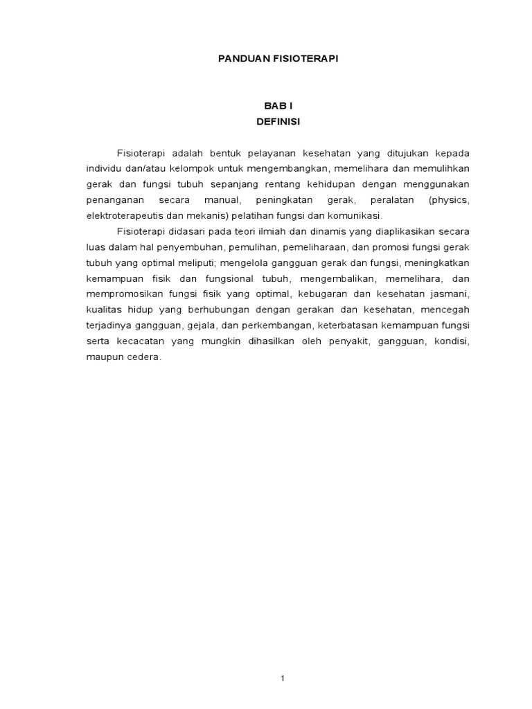 Isi Panduan Fisioterapi | PDF