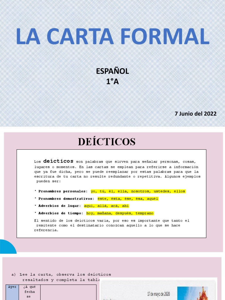 Español. La Carta 1°A | PDF | Lingüística