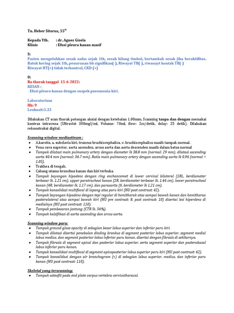 Heber, Efusi Pleura Masif, Edema DD Inflamasi | PDF