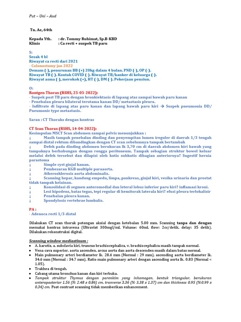 Ae, Multipel Bullae, TB Cystic Bronkiektasis | PDF