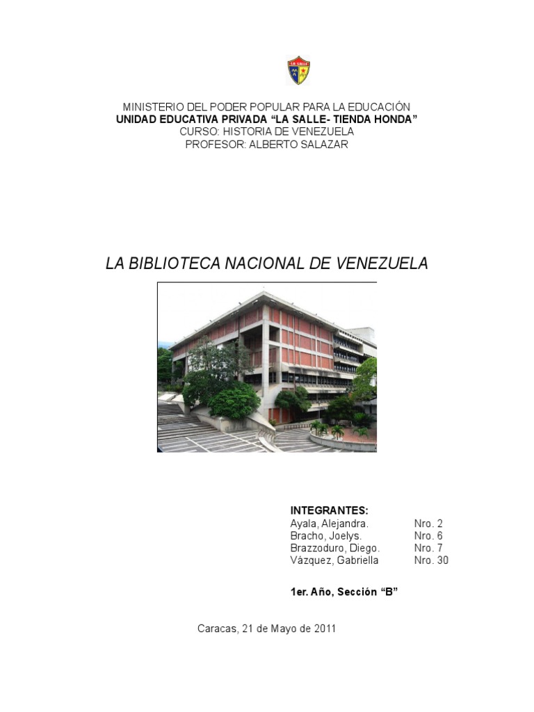 Historia y evolución de la Biblioteca Nacional de Venezuela | PDF ...