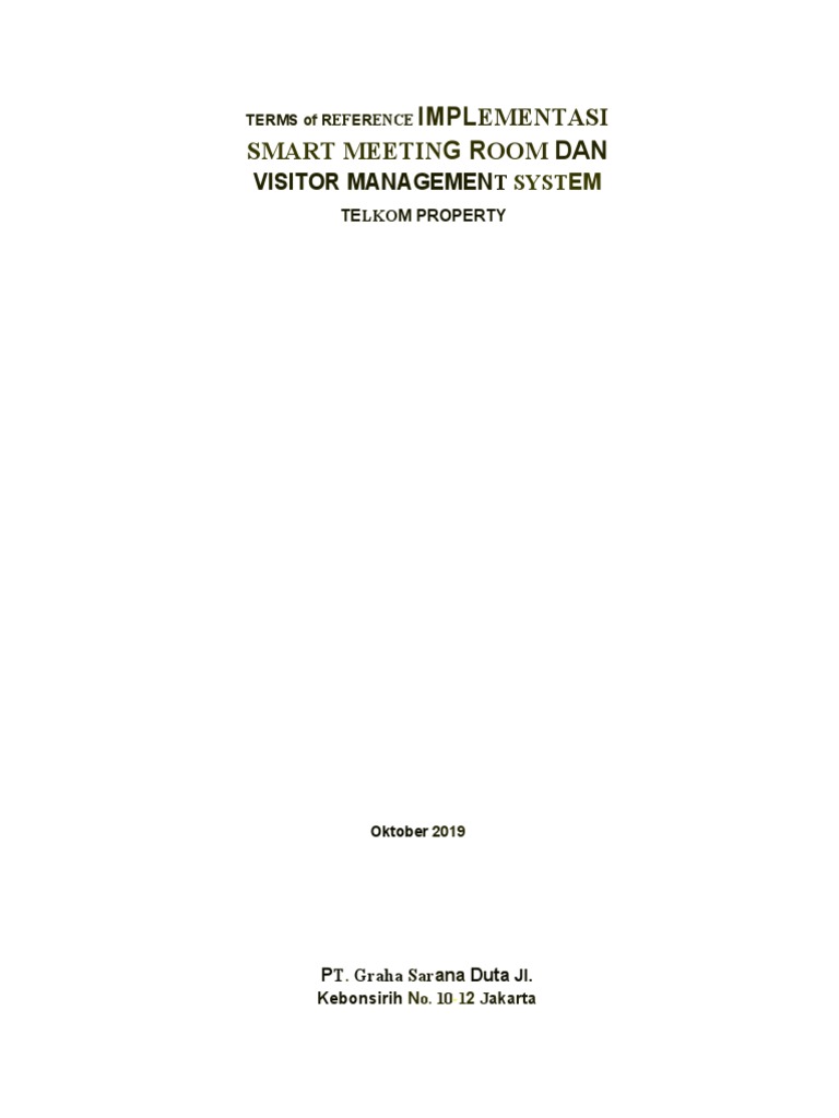 TOR Implementasi Smart Meeting Room & Visitor Management System Telkom Property | PDF ...