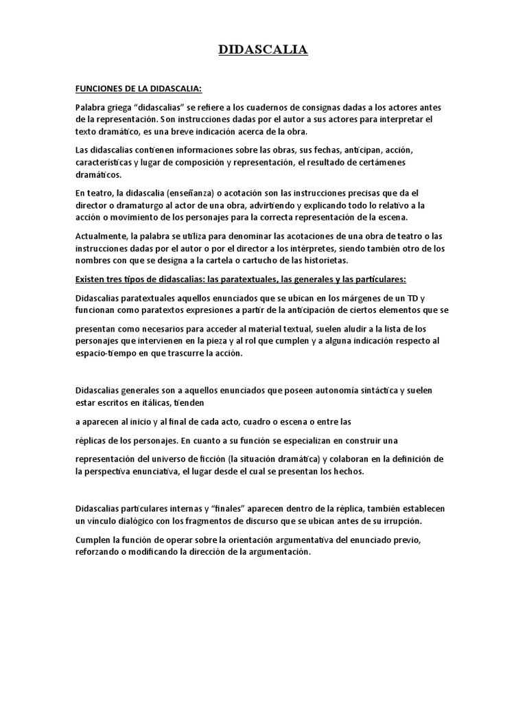 Funciones de La Didascalia | PDF