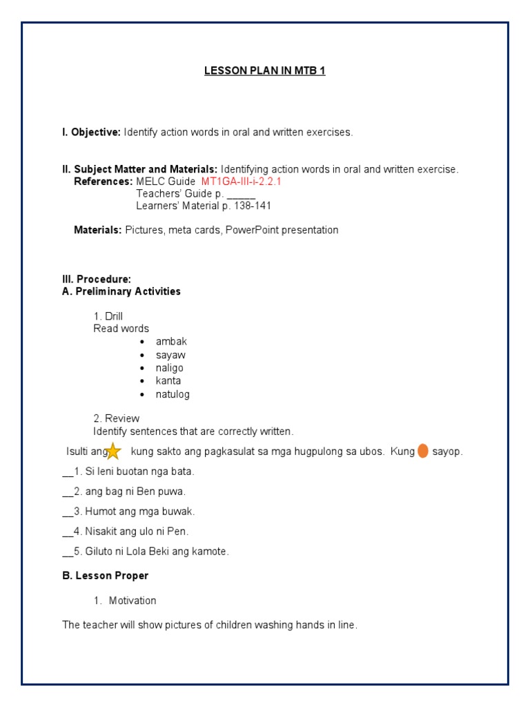3rd COT in MTB Lesson Plan | PDF | Communication | Learning