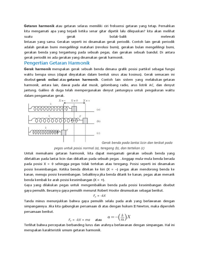 Pengertian dan Karakteristik Getaran Harmonik | PDF | Seni | Sains ...