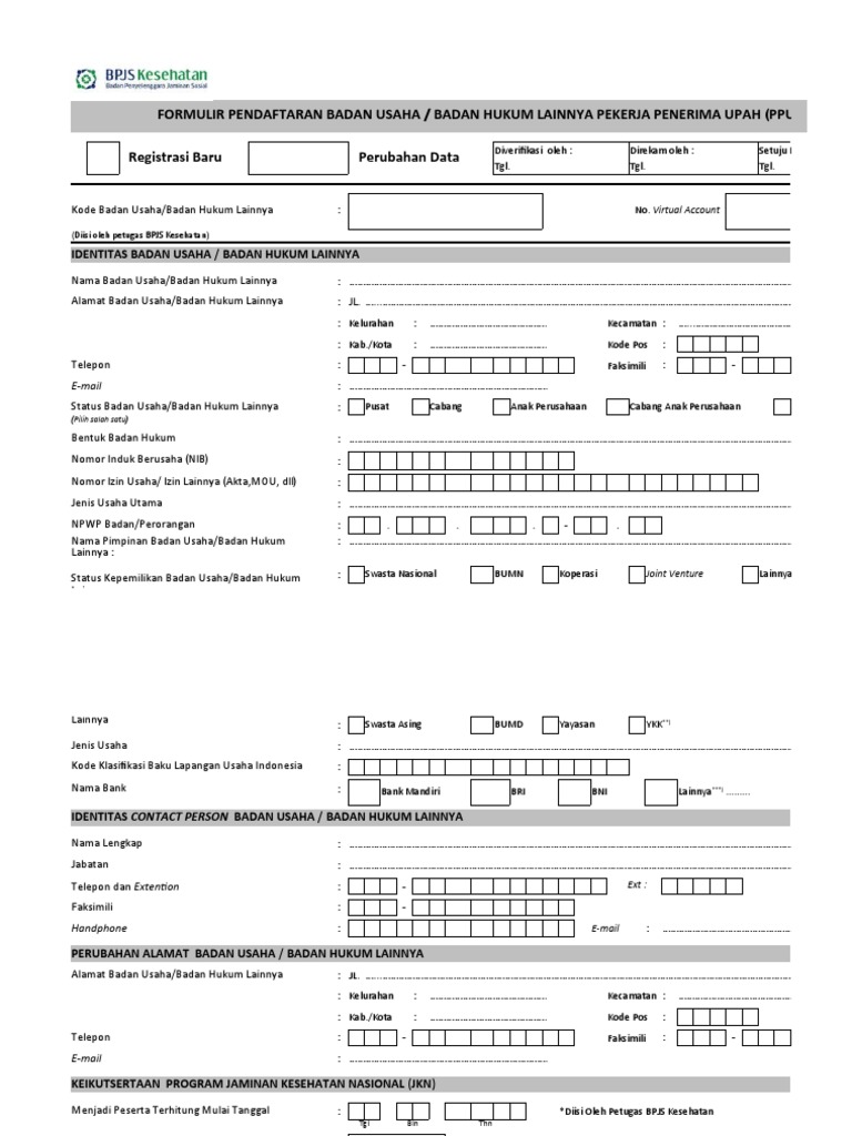 Formulir Registrasi Badan Usaha | PDF Formulir Registrasi Badan Usaha | PDF