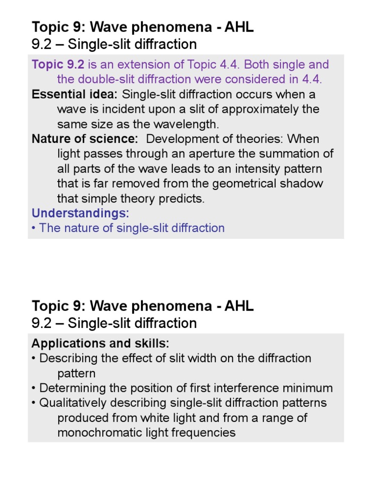 Understanding Single-Slit Diffraction | PDF | Diffraction | Wavelength
