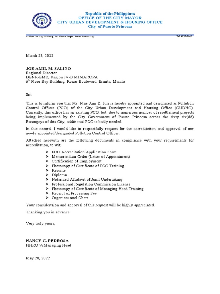 Application Letter For PCO Accreditation | PDF | Government | Justice