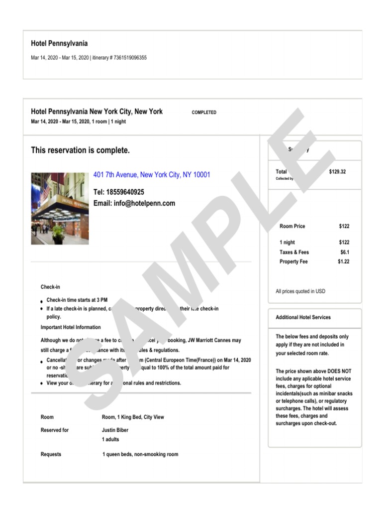 Sample Hotel Ticket | PDF | Fee | Economies