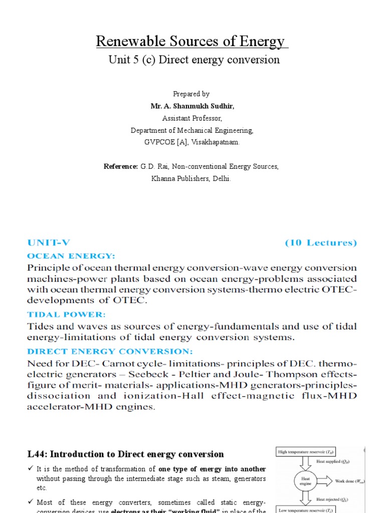 5 (C) Direct Energy Conversion | PDF | Electrical Engineering | Physical Quantities