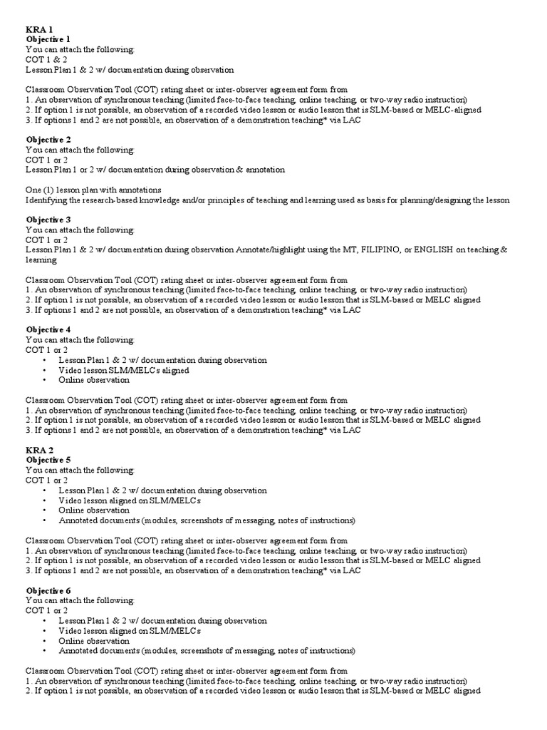Kra 1 Objective 1 | PDF | Lesson Plan | Learning
