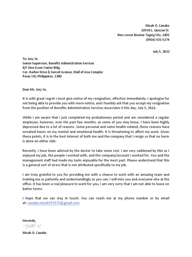 Resignation Letter Conduent | PDF