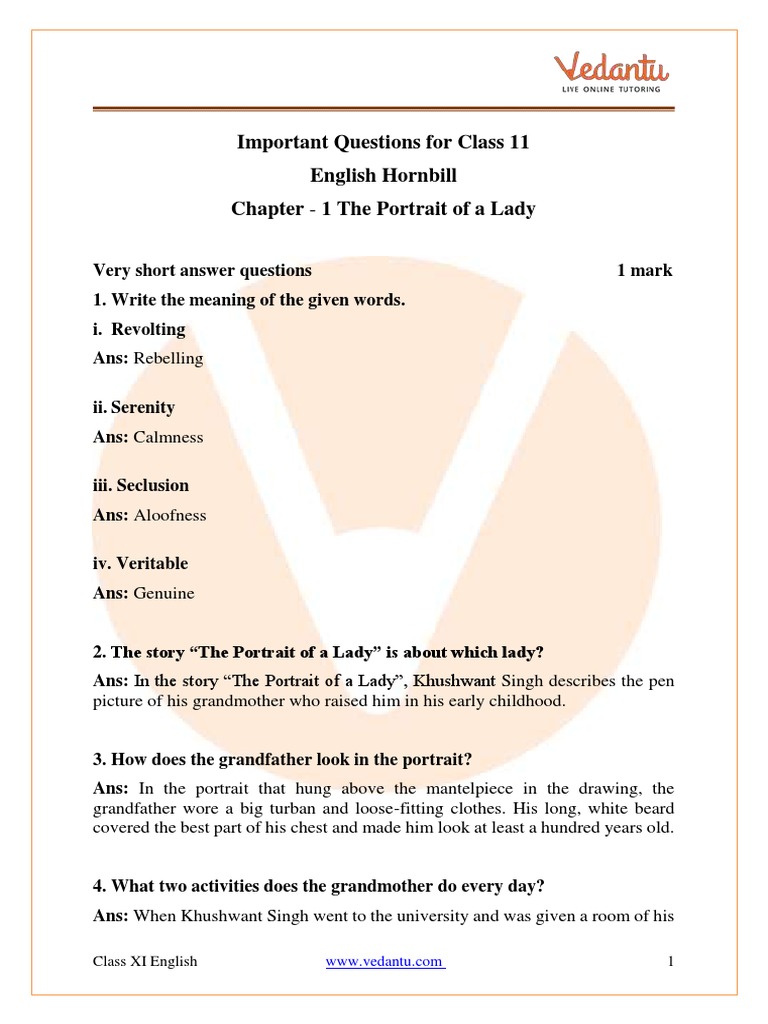 Important Questions For CBSE Class 11 English Hornbill Chapter 1 - The ...