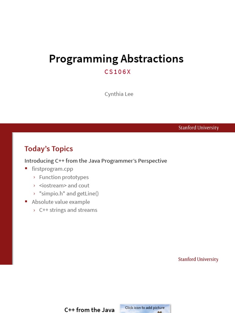Programming Abstractions: Cynthia Lee | PDF | C++ | Namespace