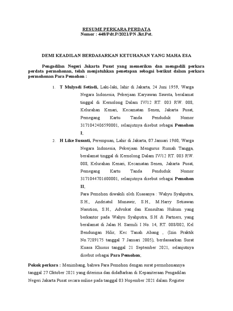 Resume Perkara Perdata | PDF | Politik | Hukum