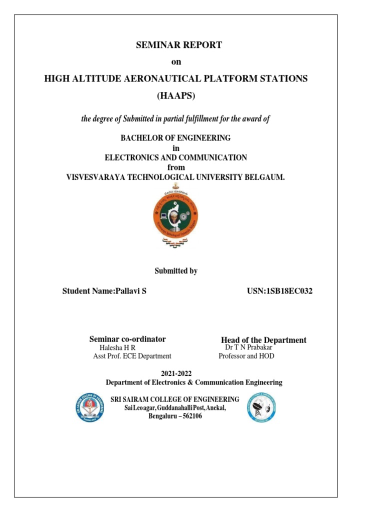 Seminar Report On High Altitude Aeronautical Platform Stations (Haaps) | PDF | Computer Network ...