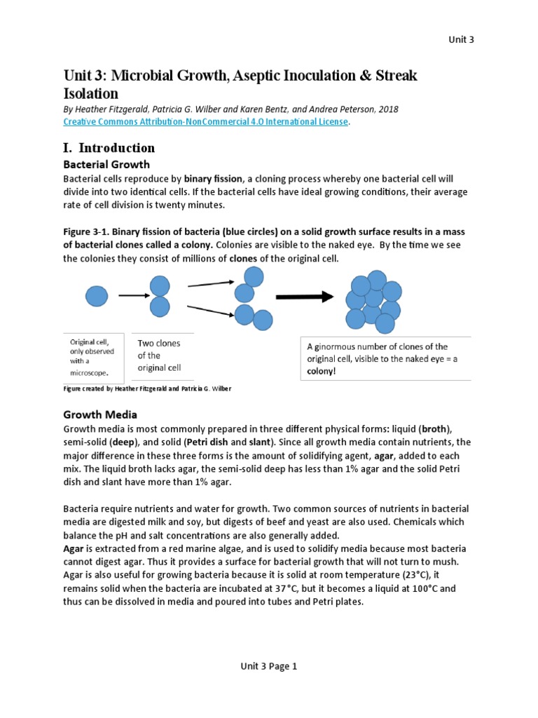 Unit 3 Microbial Growth, Aseptic Inoculation and Streak Isolation ...