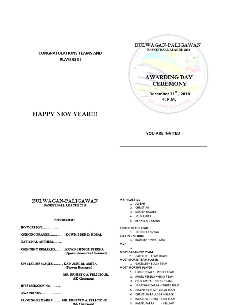 Happy New Year!!!: Awarding Day Ceremony | PDF