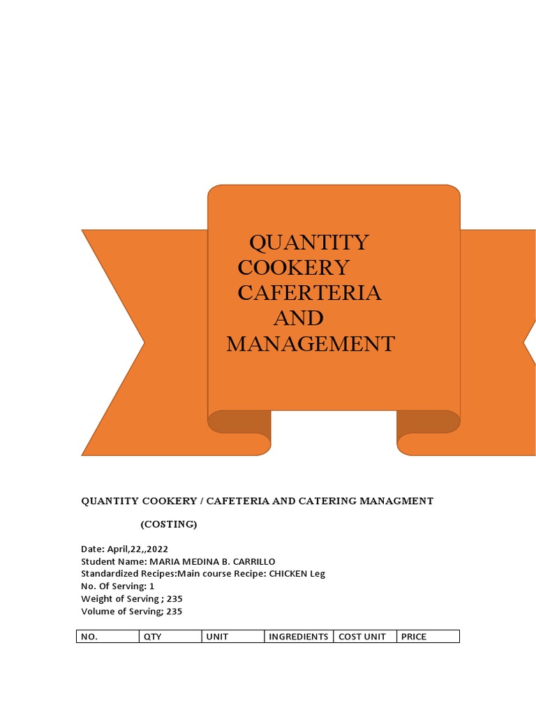 Quantity Cookery Caferteria AND Management | PDF | Sauce | Cooking