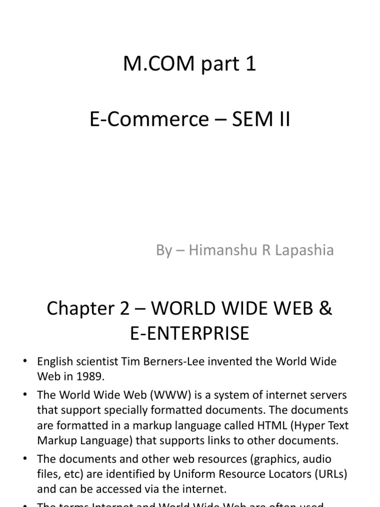 E-Commerce Chapter 2 | PDF | Internet & Web | World Wide Web