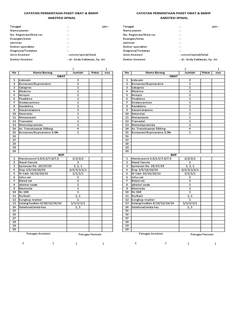 Daftar P. BMHP Dan Obat Depo Ok | PDF