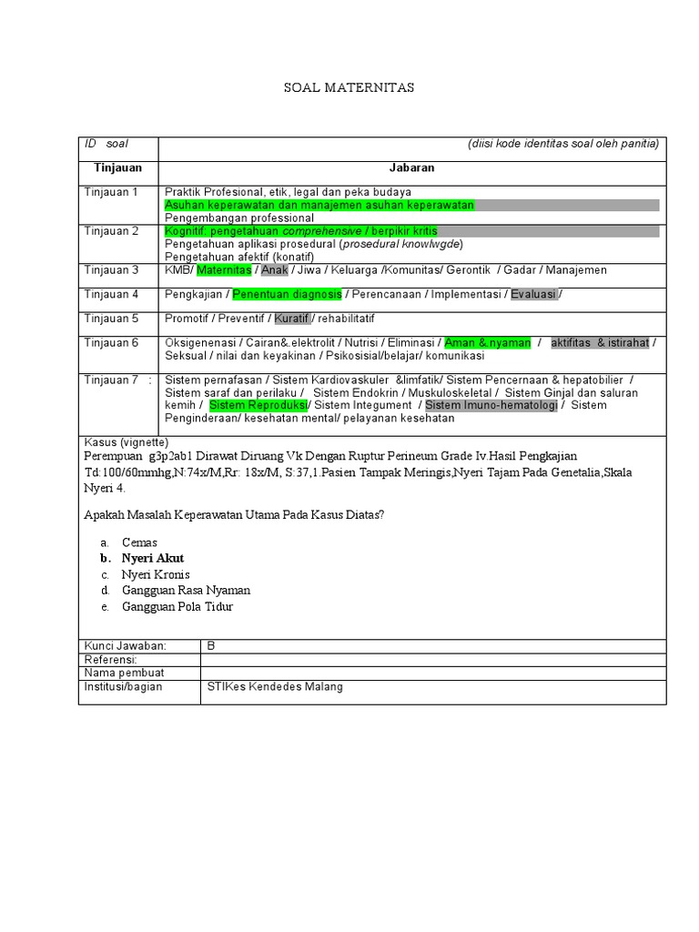 Soal Maternitas | PDF