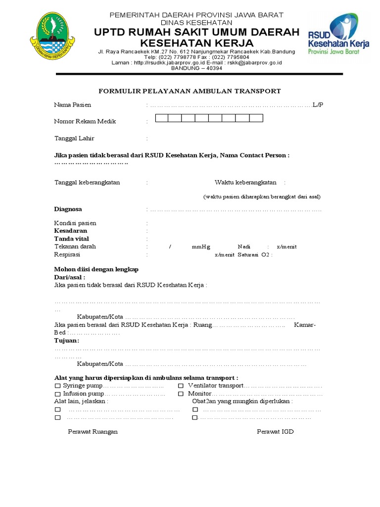 Formulir Pelayanan Ambulance | PDF