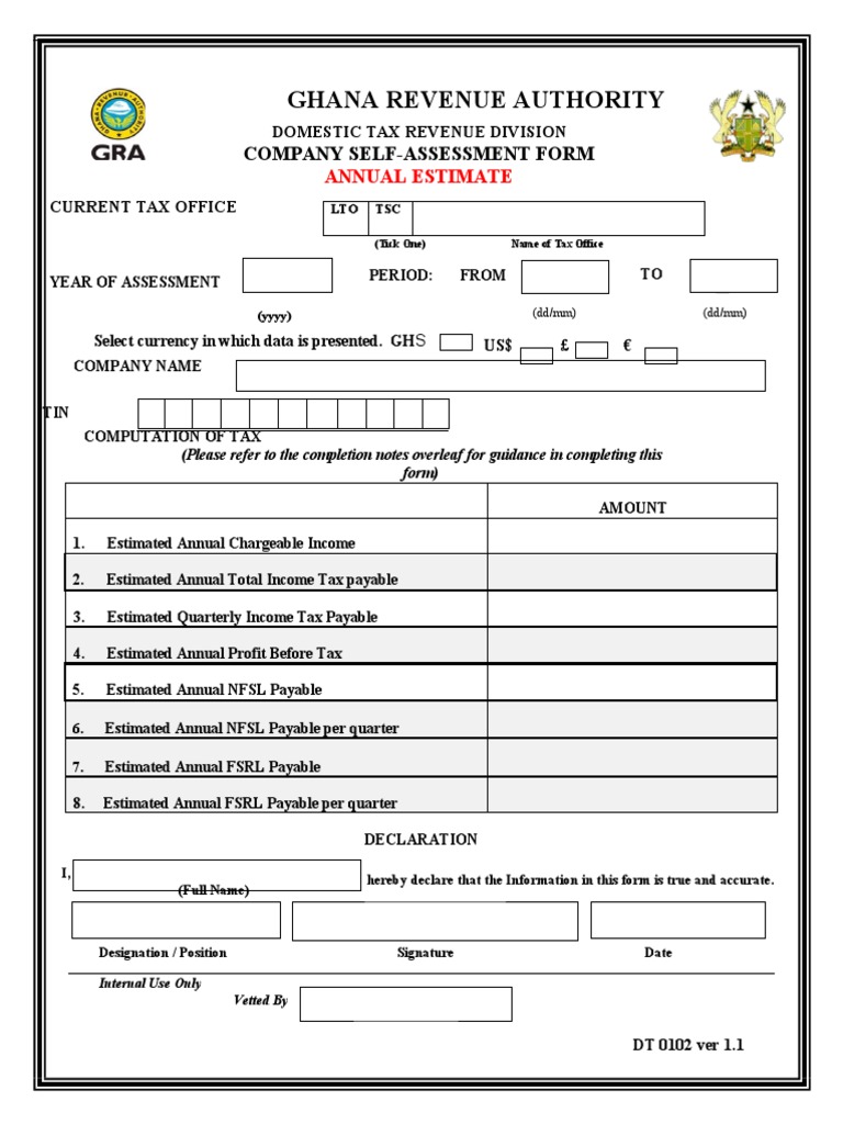 Company Self-Assessment Tax Form | PDF | Taxes | Revenue