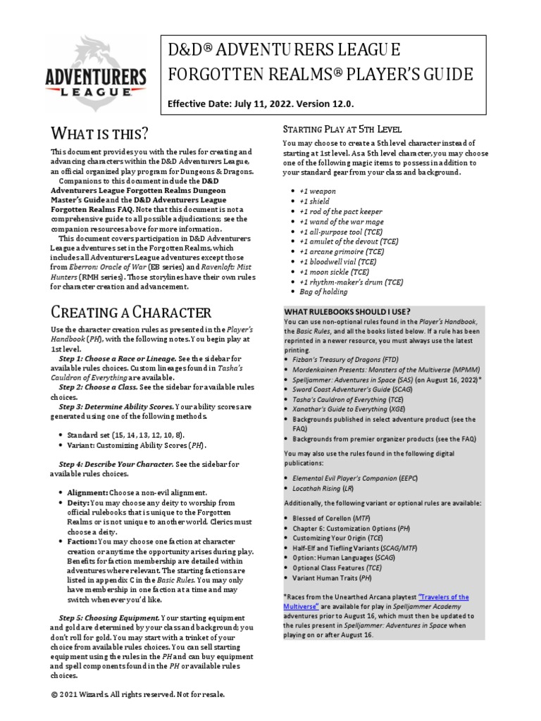 D&D Adventurers League Forgotten Realms Player'S Guide: Hat Is This ...