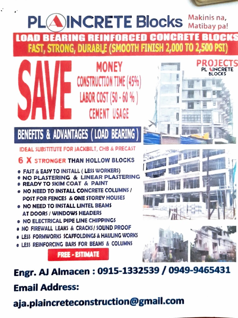 PLAINCRETE Blocks Matibay Pa!: Load Bearing Reinforced Concrete Blocks ...