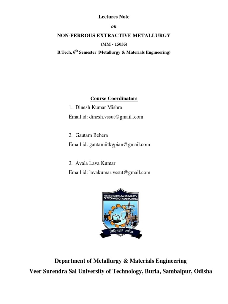 Non-Ferrous Extractive Metallurgy | PDF | Smelting | Anode