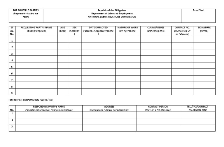 DOLE SEnA FORM No. 1 ADD. COMPLAINANTS PAGE 2 | PDF