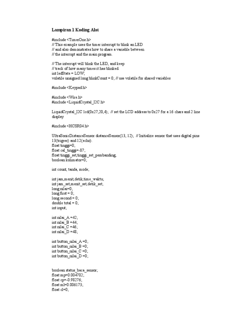 Lampiran 1 Koding Alat | PDF | Cursor (User Interface) | Electrical Engineering