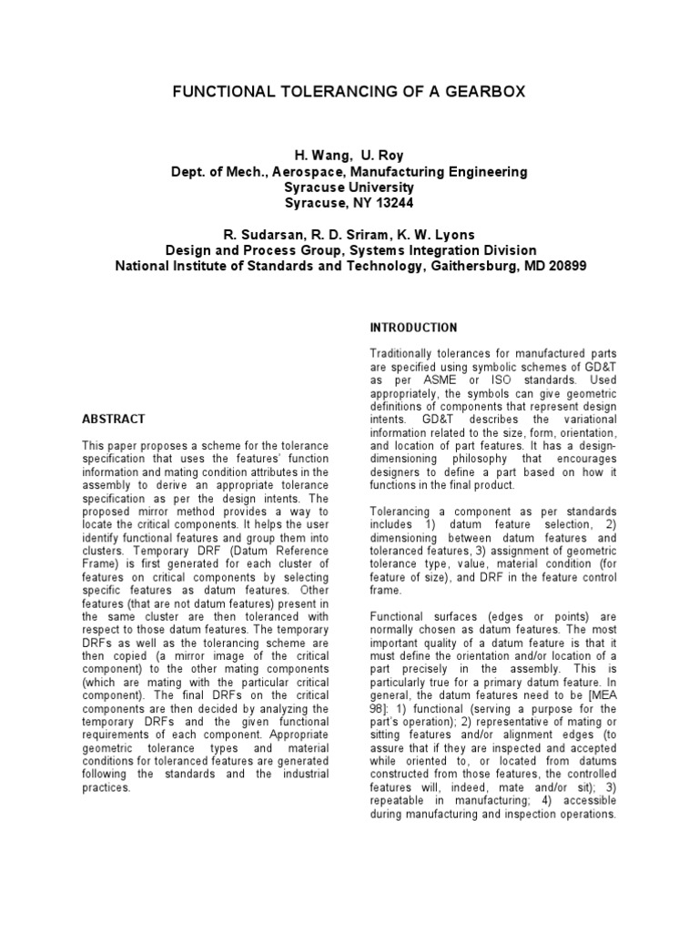 Gearbox | PDF | Engineering Tolerance | Gear