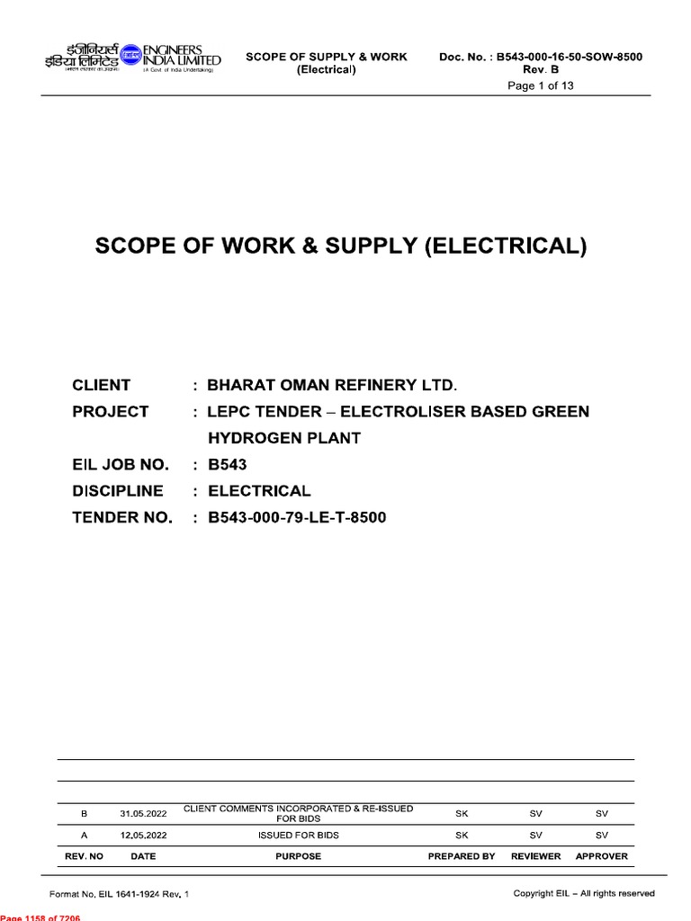 Scope of Work & Supply (Electrical) | PDF