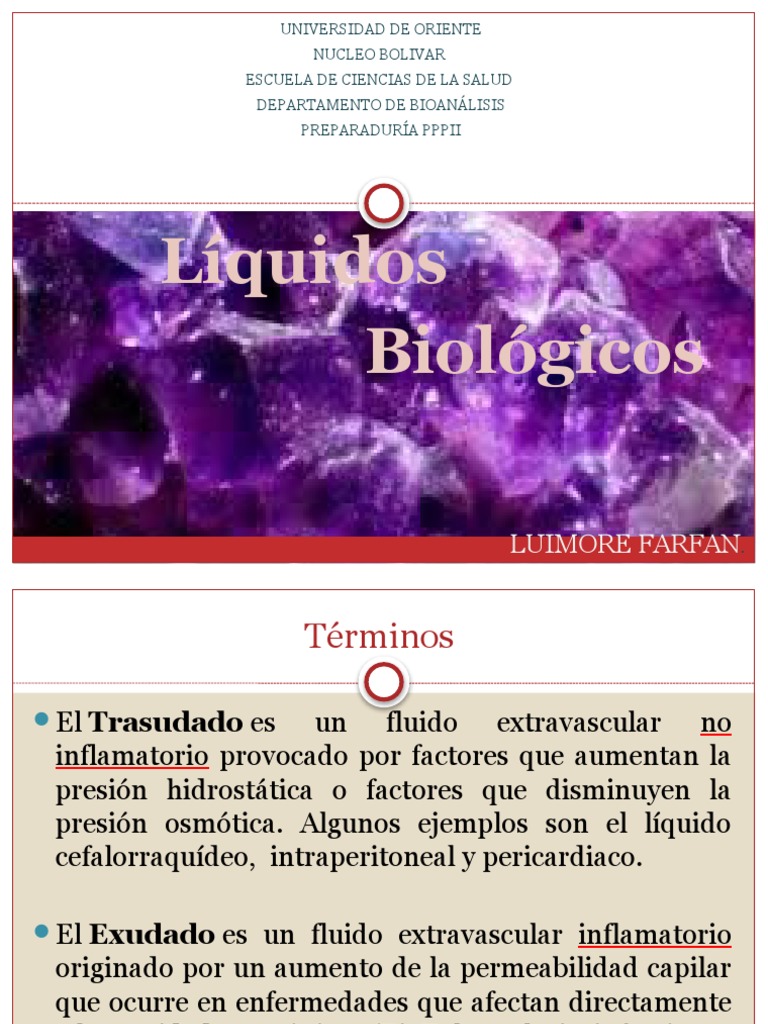 Liquidos Biologicos | PDF | Fluido cerebroespinal | Medicina CLINICA
